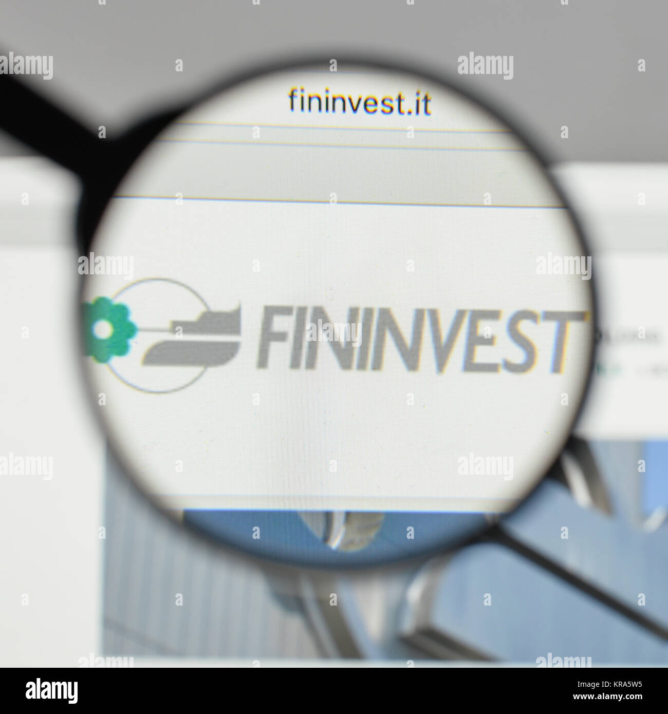Milan, Italy - August 10, 2017: Fininvest logo on the website homepage ...