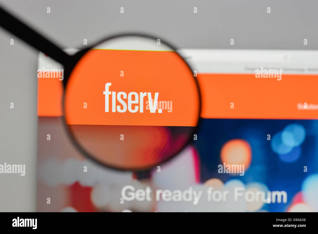 Milan, Italy - August 10, 2017: Fiserv logo on the website homepage ...