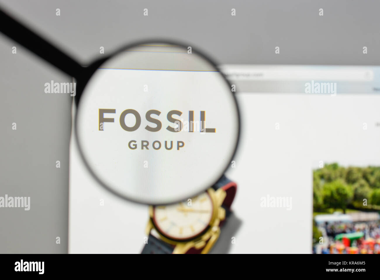 Milan, Italy - August 10, 2017: Fossil Group logo on the website ...