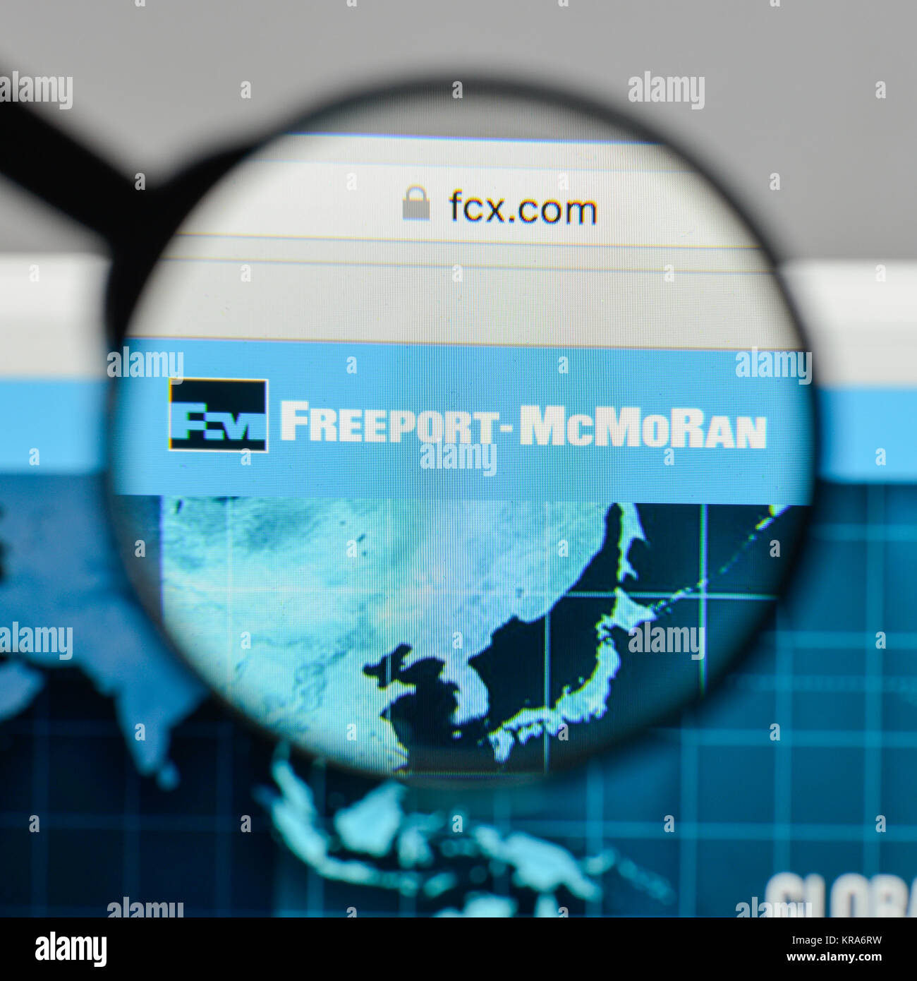 Milan, Italy - August 10, 2017: Freeport-McMoRan logo on the website ...