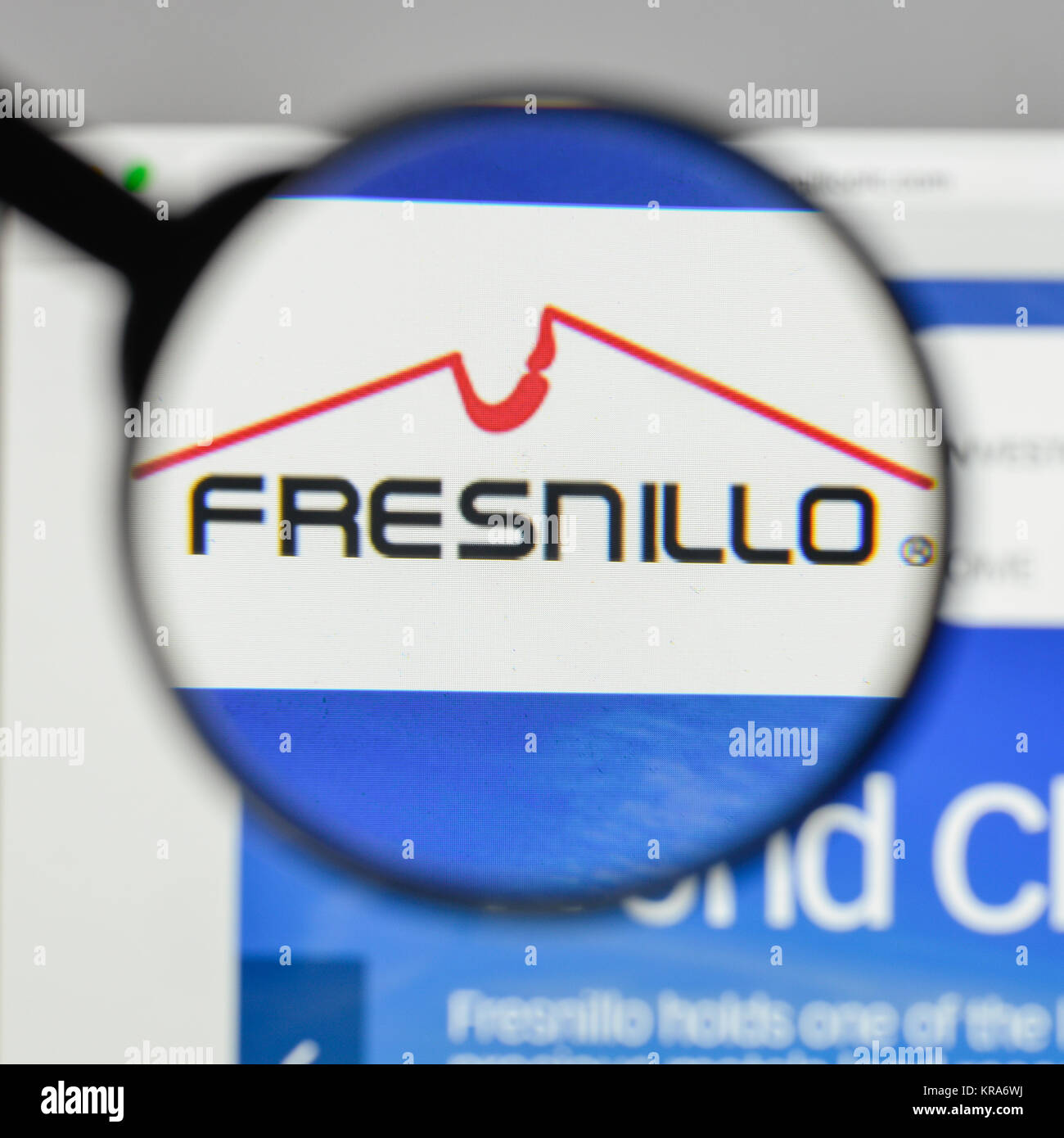 Milan, Italy - August 10, 2017: Fresnillo logo on the website homepage ...