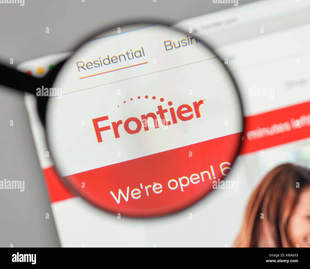 Milan, Italy - August 10, 2017: Frontier Communications logo on the ...