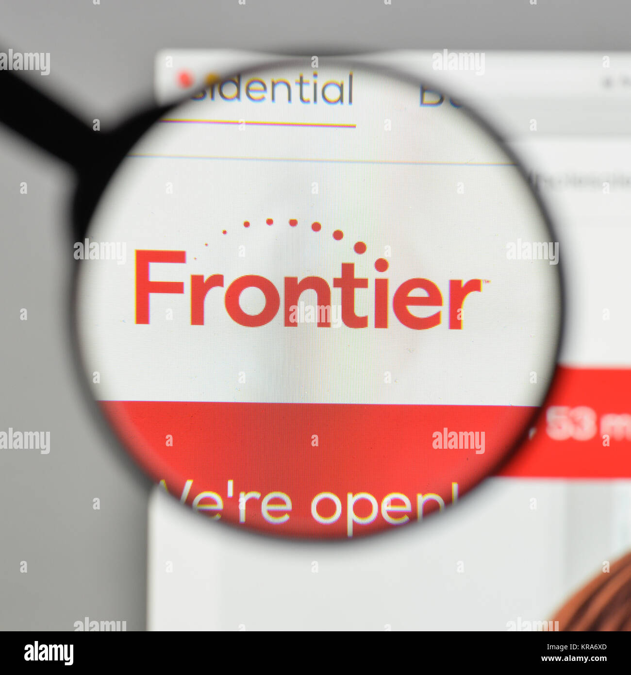 Milan, Italy - August 10, 2017: Frontier Communications logo on the ...