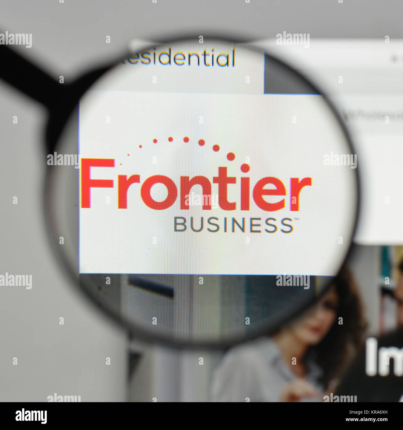 Milan, Italy - August 10, 2017: Frontier Communications logo on the ...