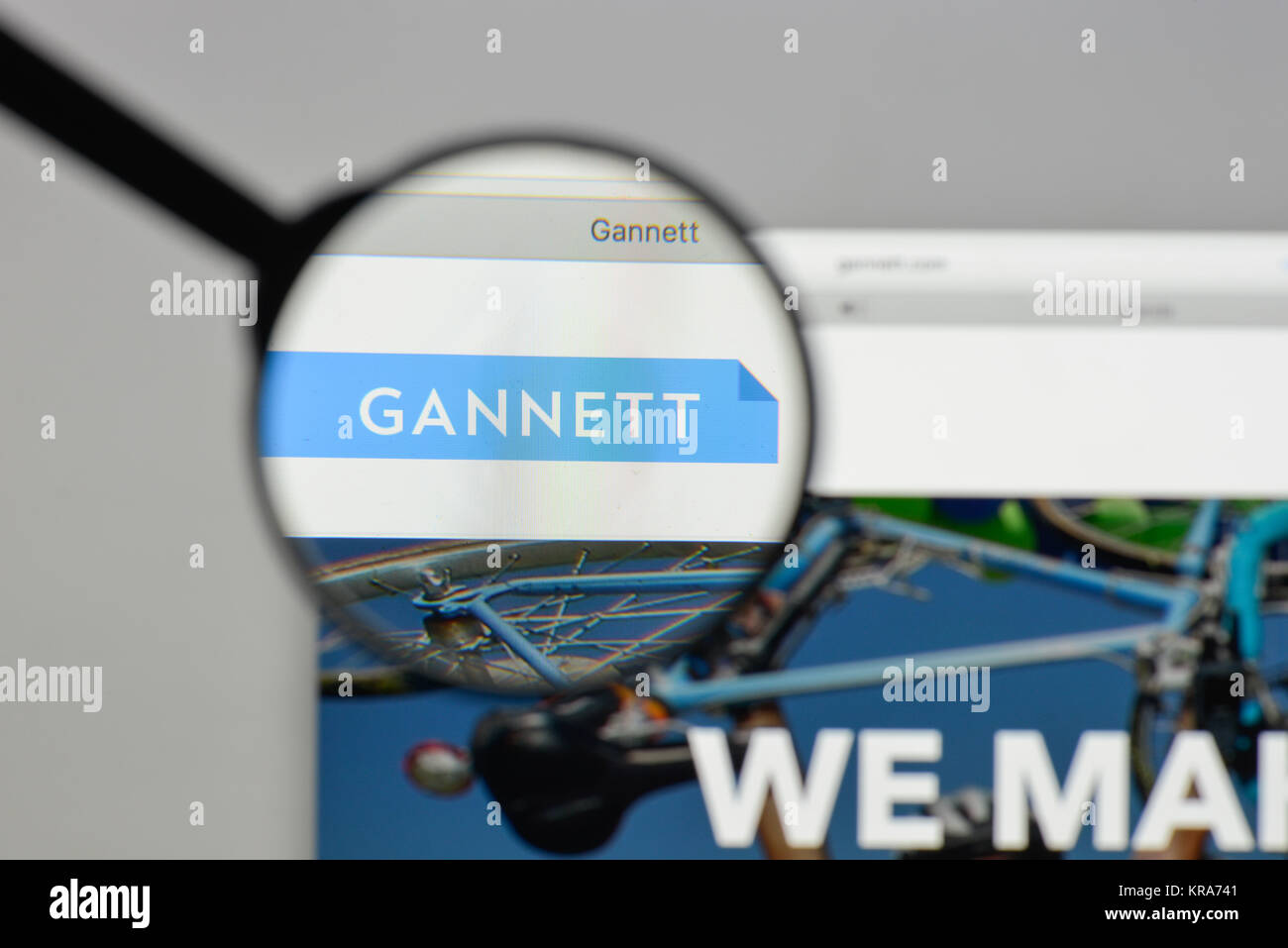 Milan, Italy - August 10, 2017: Gannett logo on the website homepage ...