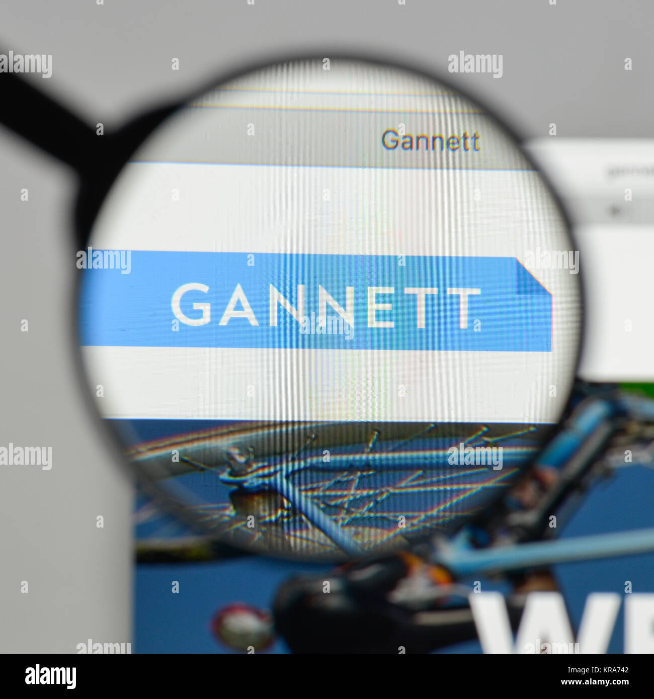 Milan, Italy - August 10, 2017: Gannett logo on the website homepage ...