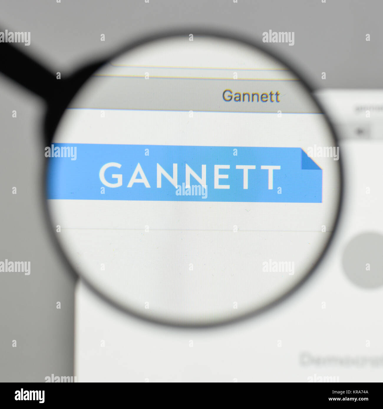 Milan, Italy - August 10, 2017: Gannett logo on the website homepage ...