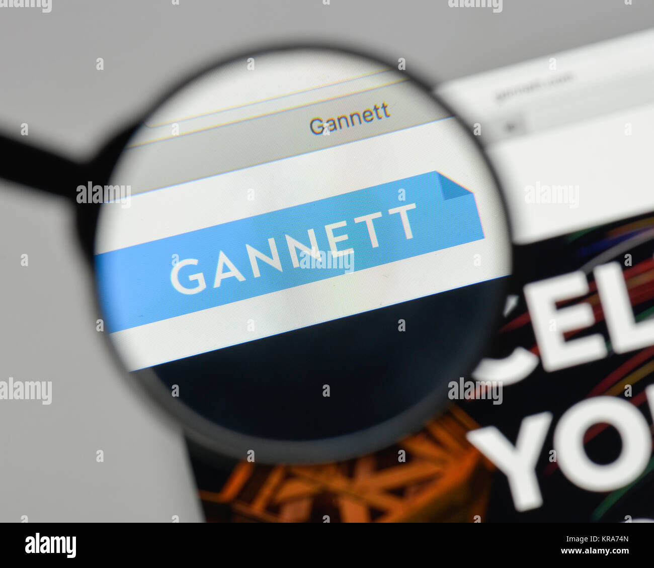 Milan, Italy - August 10, 2017: Gannett logo on the website homepage ...
