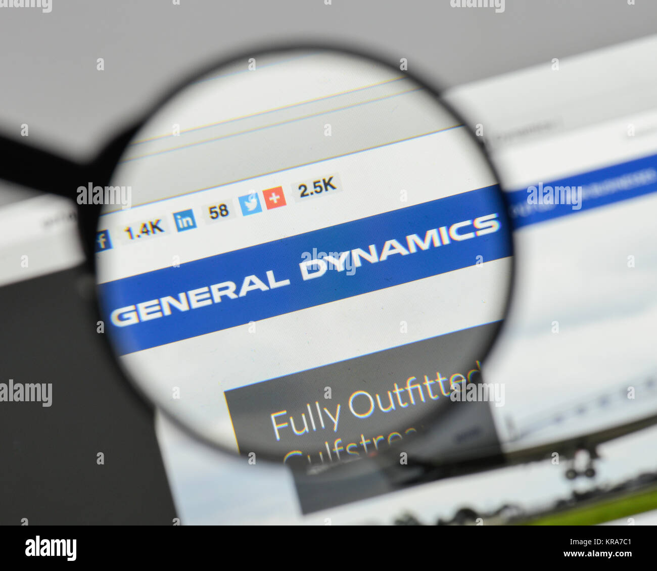 Milan, Italy - August 10, 2017: General Dynamics logo on the website ...