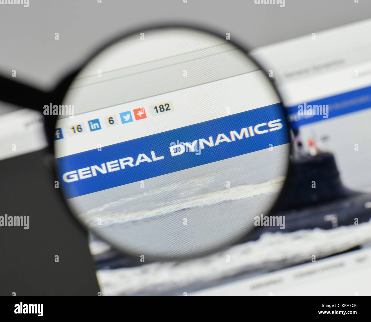 Milan, Italy - August 10, 2017: General Dynamics logo on the website ...