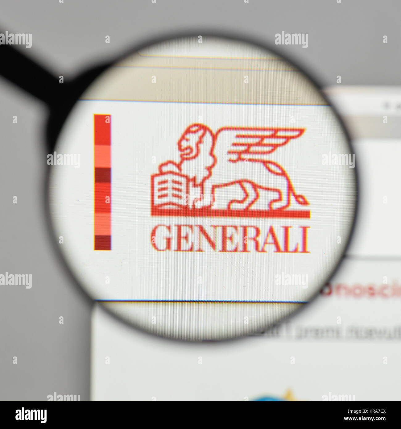 Milan, Italy - August 10, 2017: Generali logo on the website homepage ...
