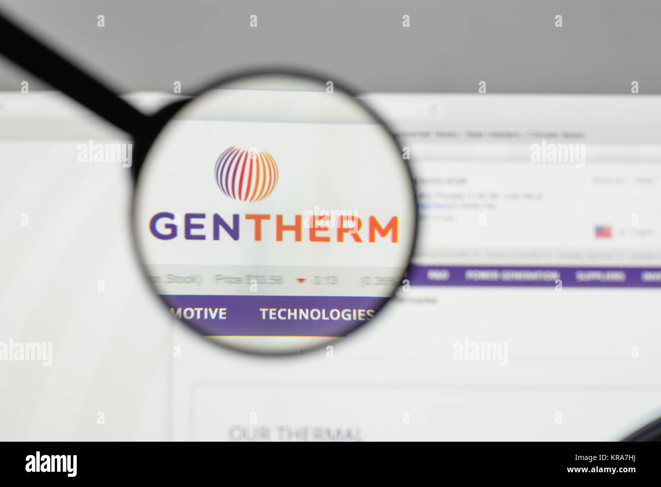 Milan, Italy - August 10, 2017: Gentherm logo on the website homepage ...