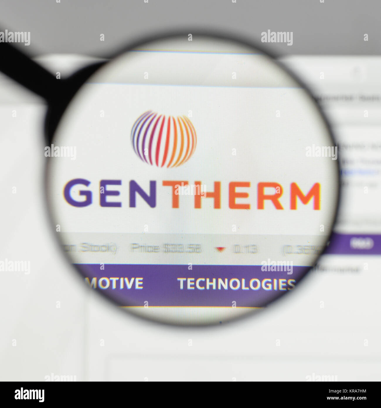 Milan, Italy - August 10, 2017: Gentherm logo on the website homepage ...