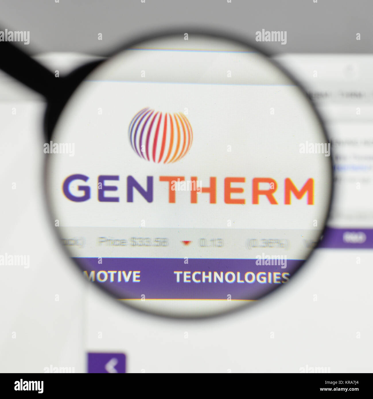 Milan, Italy - August 10, 2017: Gentherm logo on the website homepage ...