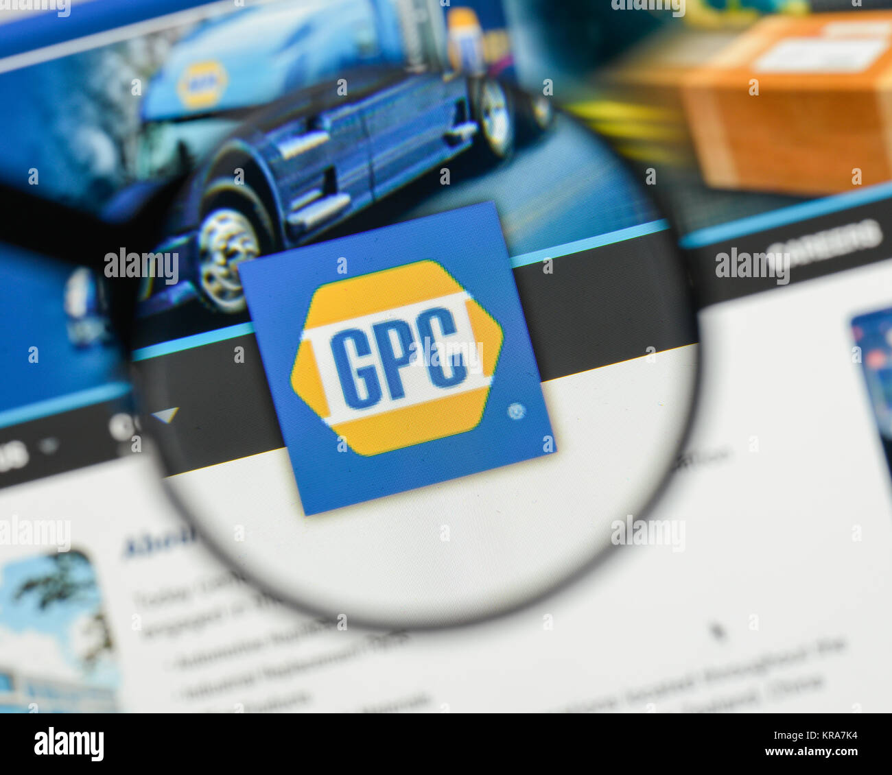 Milan, Italy - August 10, 2017: Genuine Parts logo on the website ...