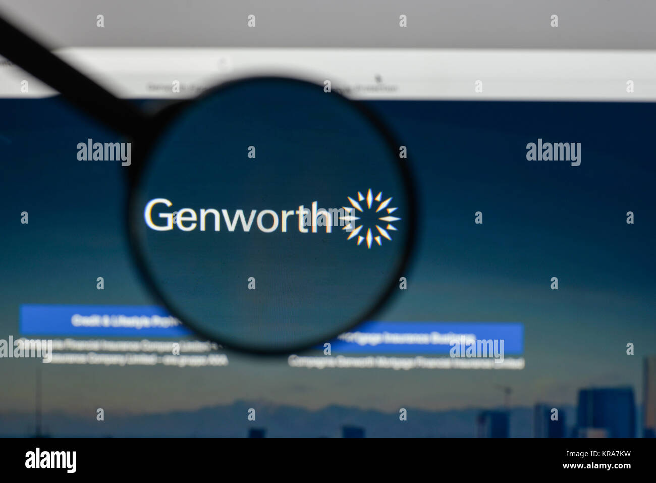 Milan, Italy - August 10, 2017: Genworth Financial logo on the website ...