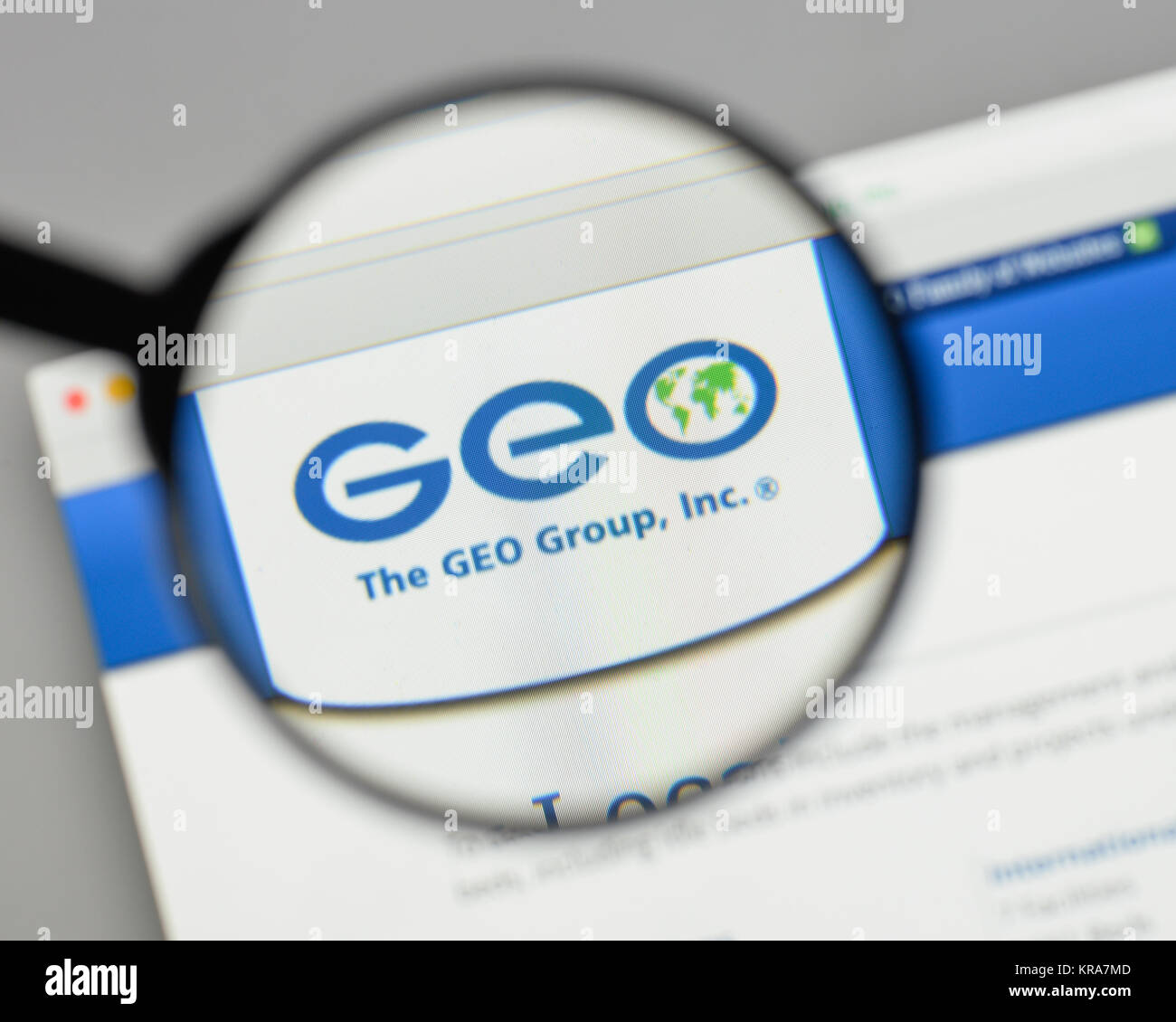 Milan, Italy - August 10, 2017: GEO Group logo on the website homepage ...