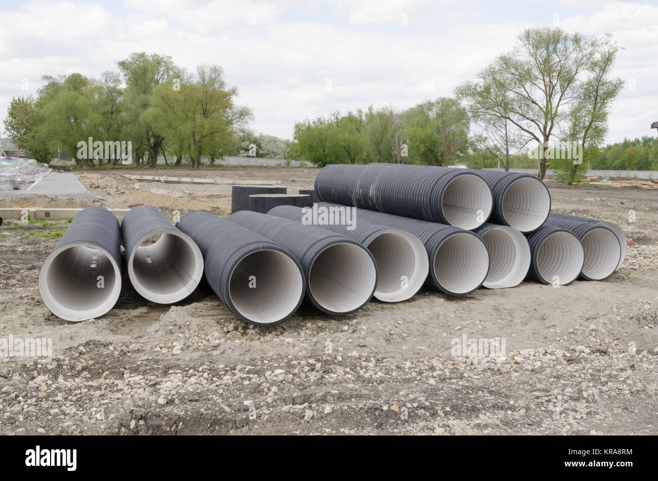 Industrial plastic pipe. construction Stock Photo - Alamy