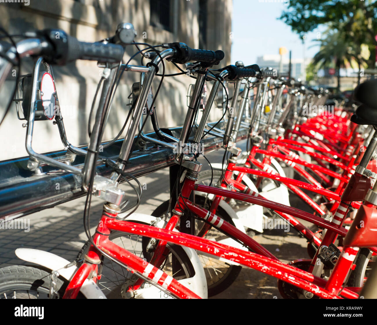 bikes on a street Stock Photo - Alamy