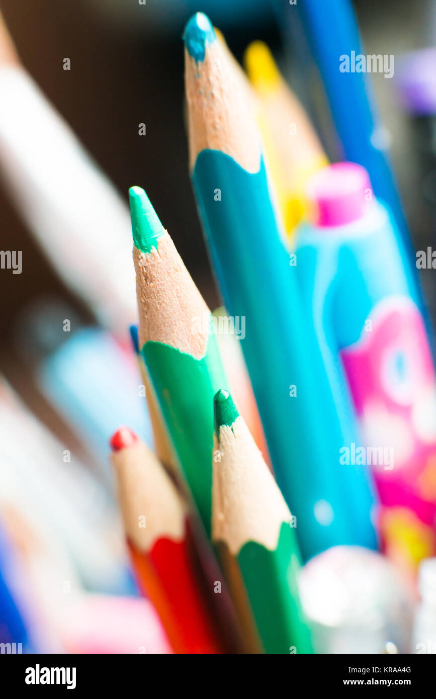 Color pencils close-up Stock Photo - Alamy