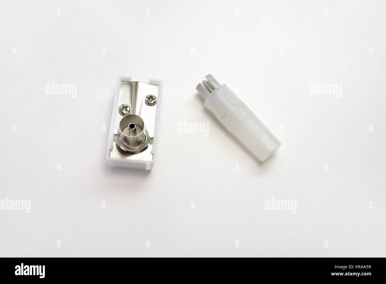 Connectors to connect the antenna cable to the TV Stock Photo - Alamy