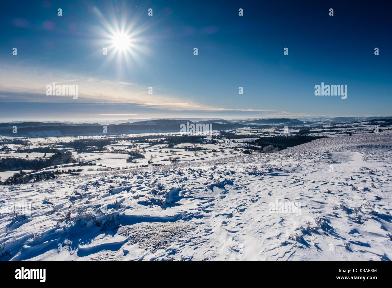 Sunshine above Ape Dale and Wenlock Edge, seen from Ragleth Hill ...