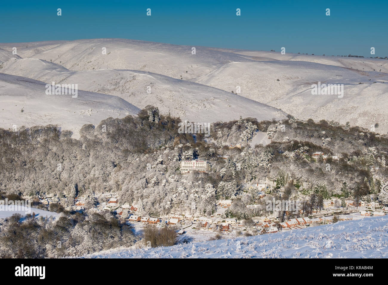 The Long Mynd Hotel in snow on the flanks of the Long Mynd, Church ...