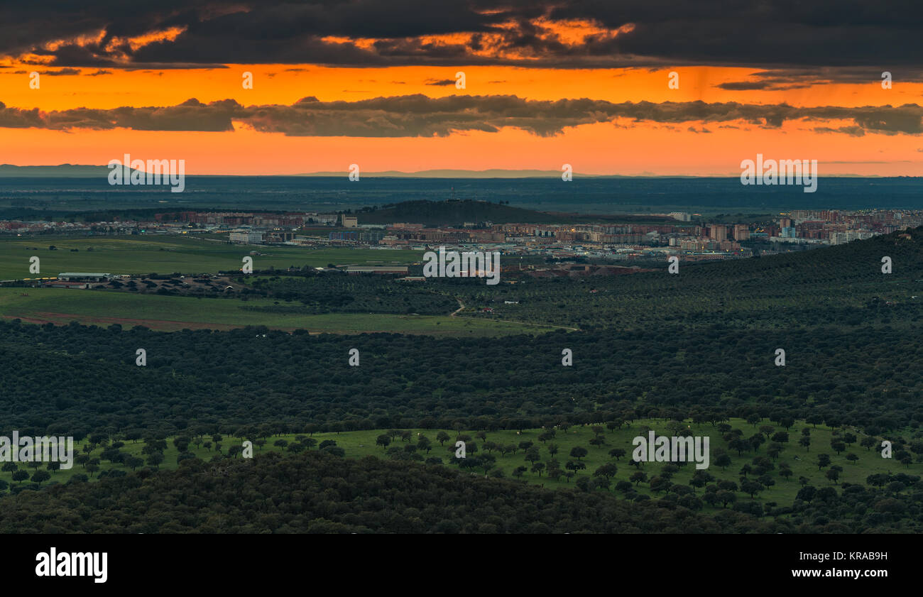 Sunset in Caceres Stock Photo - Alamy