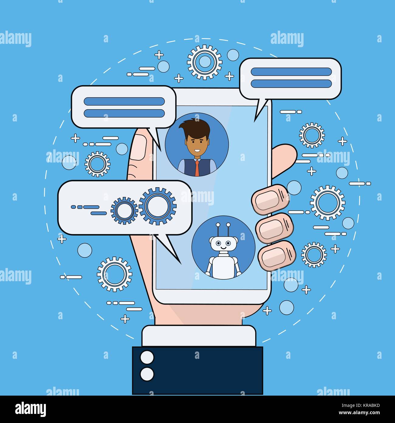 Hand communicating with cell phone Stock Vector Images - Alamy