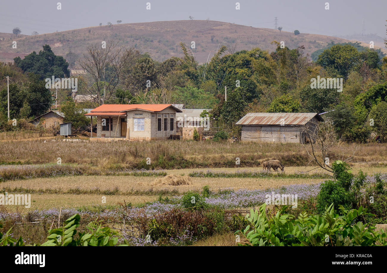 Rural village at sunny day in Shan State, Myanmar Stock Photo - Alamy