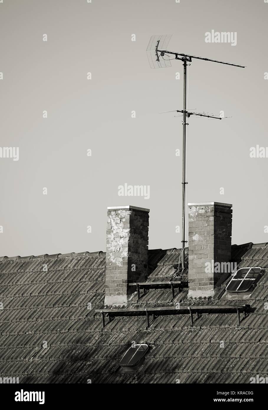 old antenna on a roof Stock Photo - Alamy