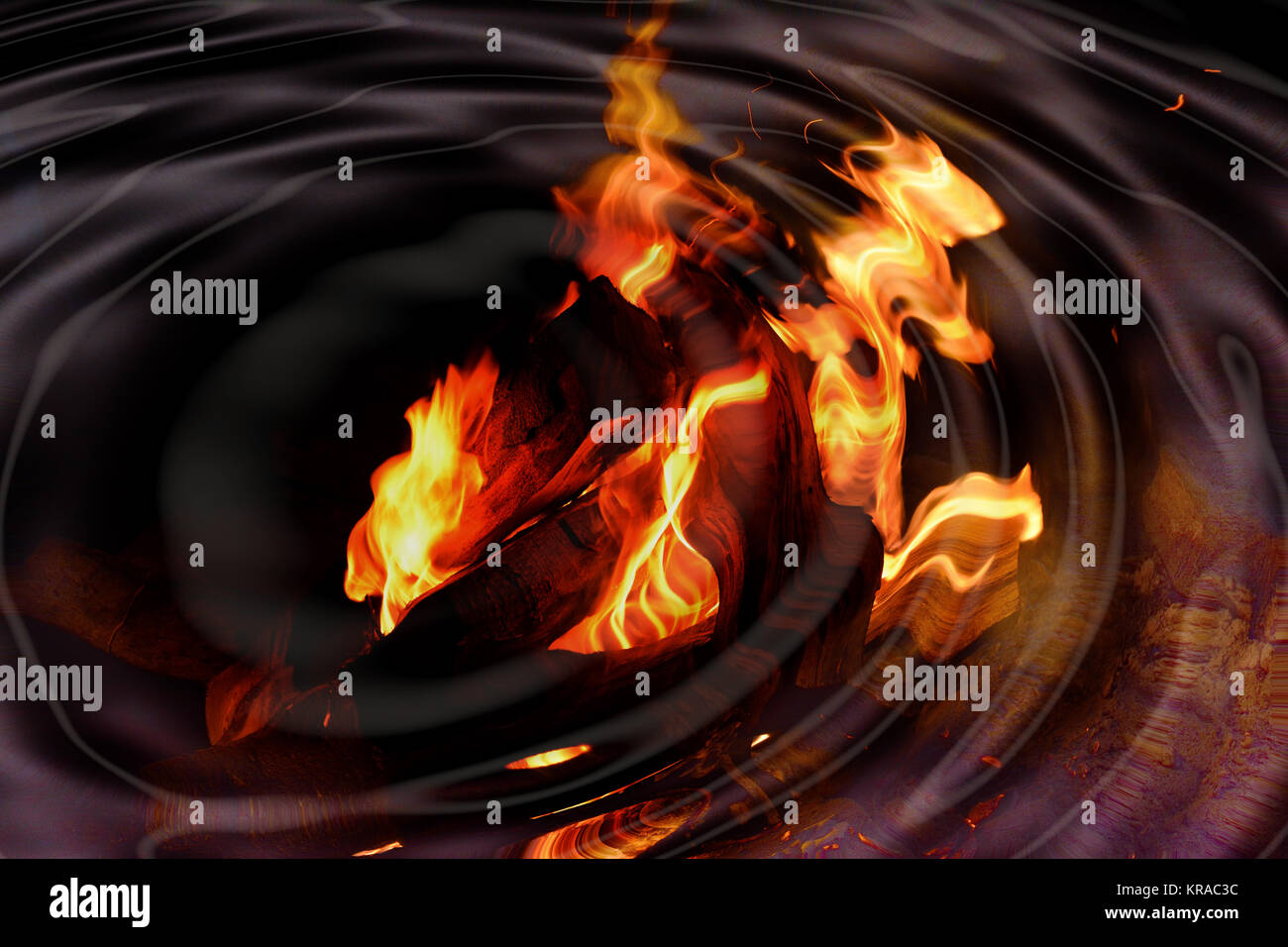 big fire reflected on water surface Stock Photo - Alamy