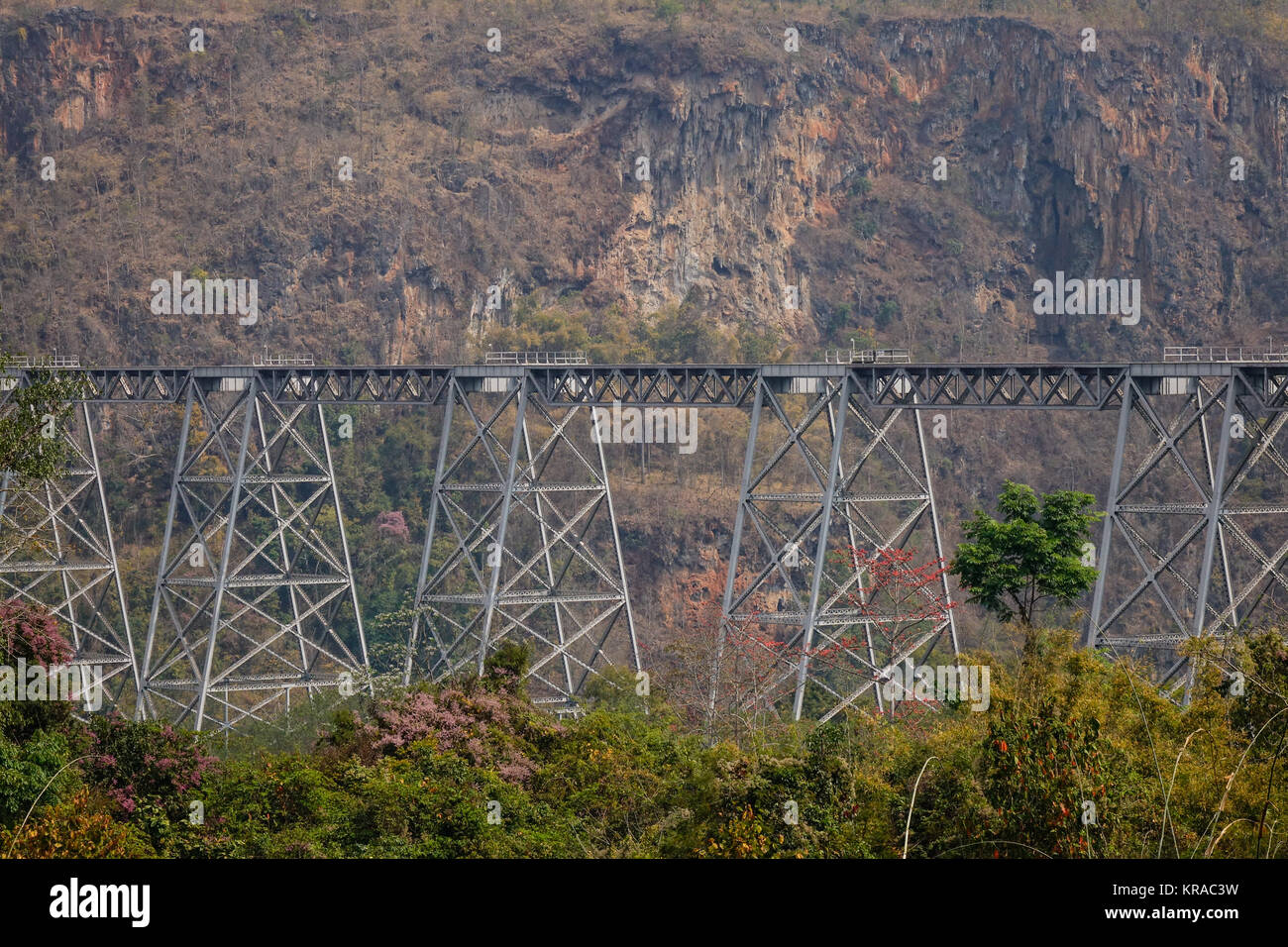 View of Goteik viaduct at sunny day in Nawnghkio, western Shan State ...