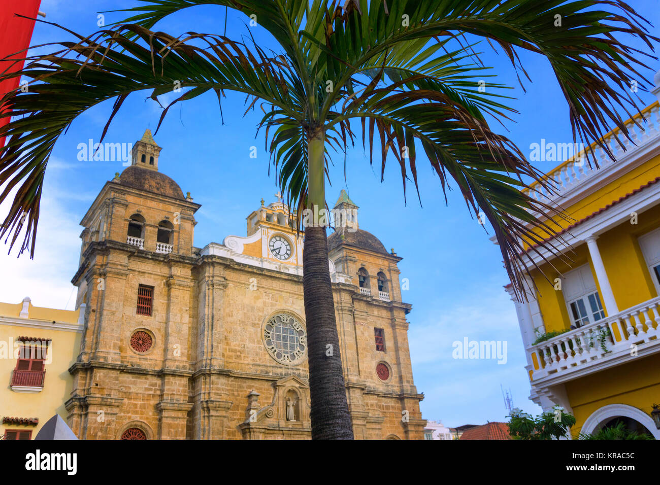 Church and Palm Tree Stock Photo - Alamy