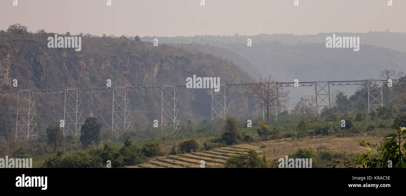 Panorama view of Goteik viaduct in Nawnghkio, western Shan State ...
