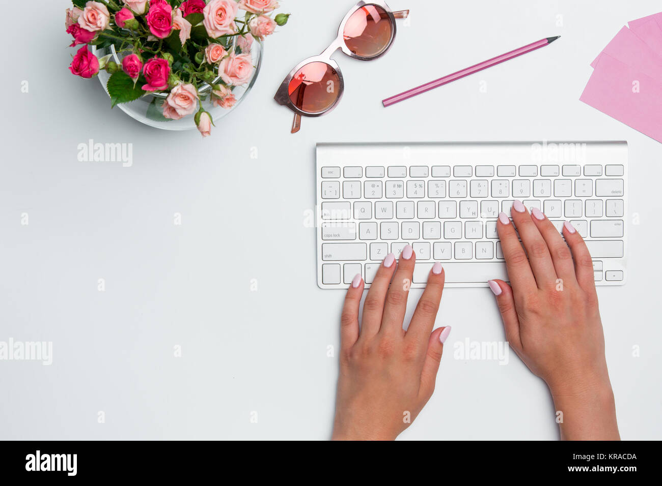 Computers hands above table hi-res stock photography and images - Alamy