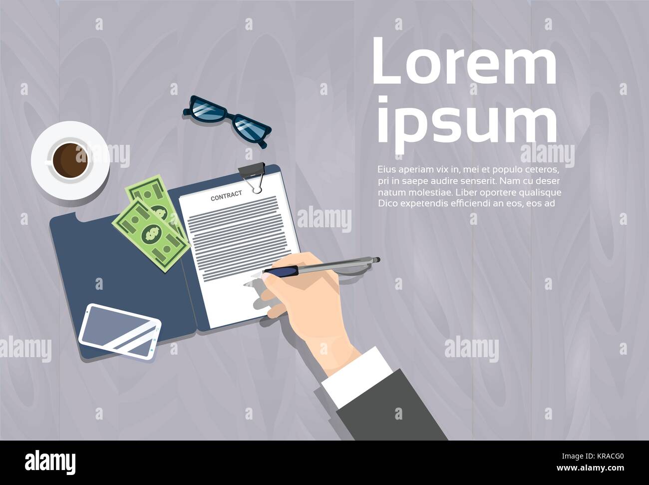 Businessman writing desk Stock Vector Images - Alamy