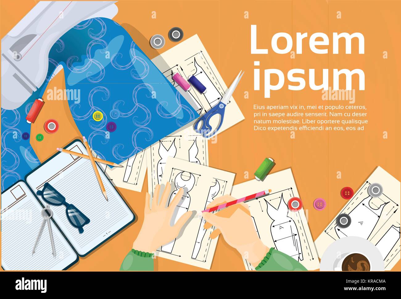 Fashion Designer Hands Drawing Sketches Of Clothes Dressmaker Workplace ...