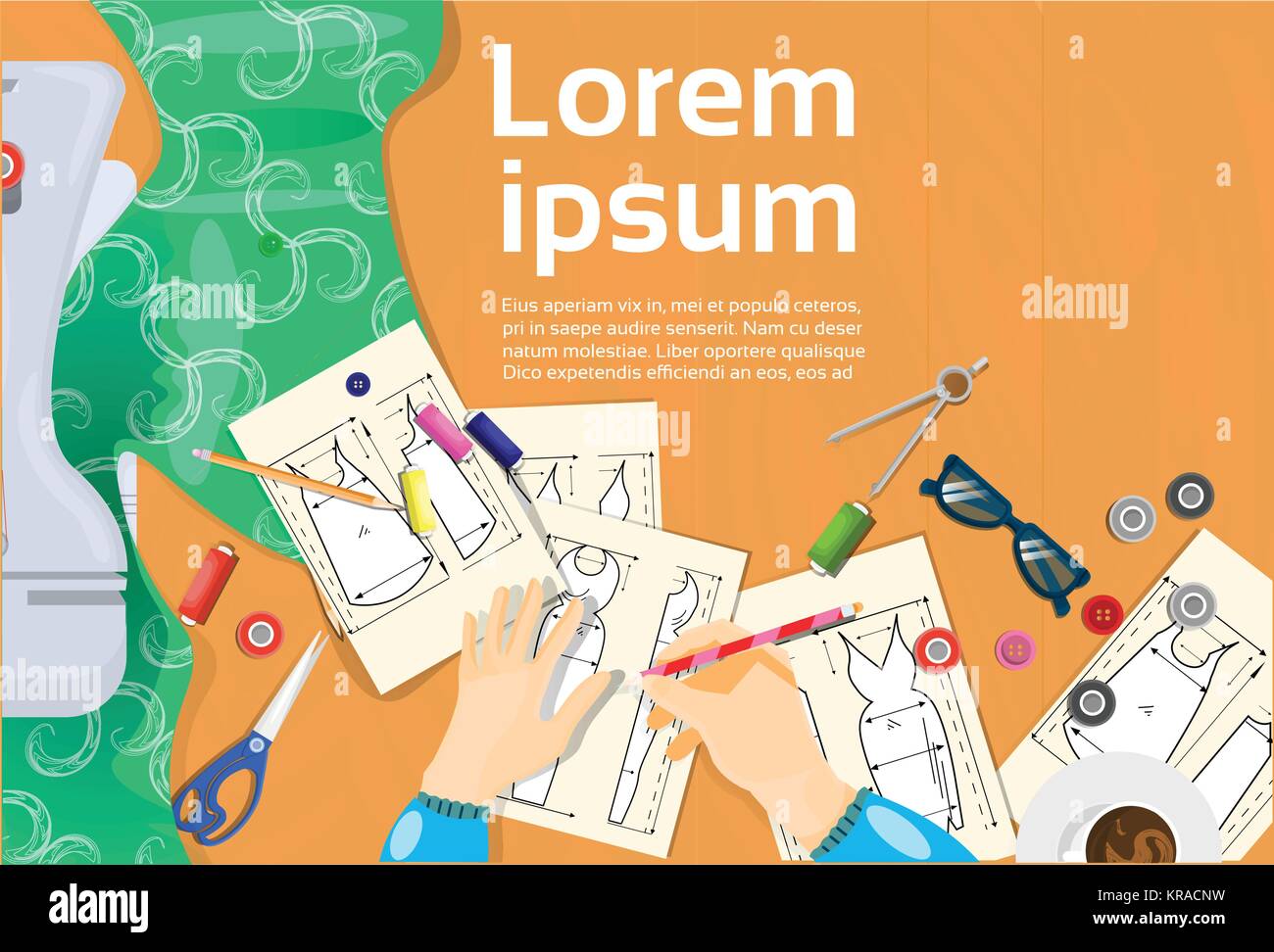 Fashion Designer Hands Drawing Sketches Of Clothes Dressmaker Workplace ...