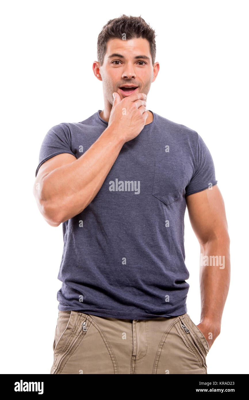 Handsome man thinking Stock Photo - Alamy