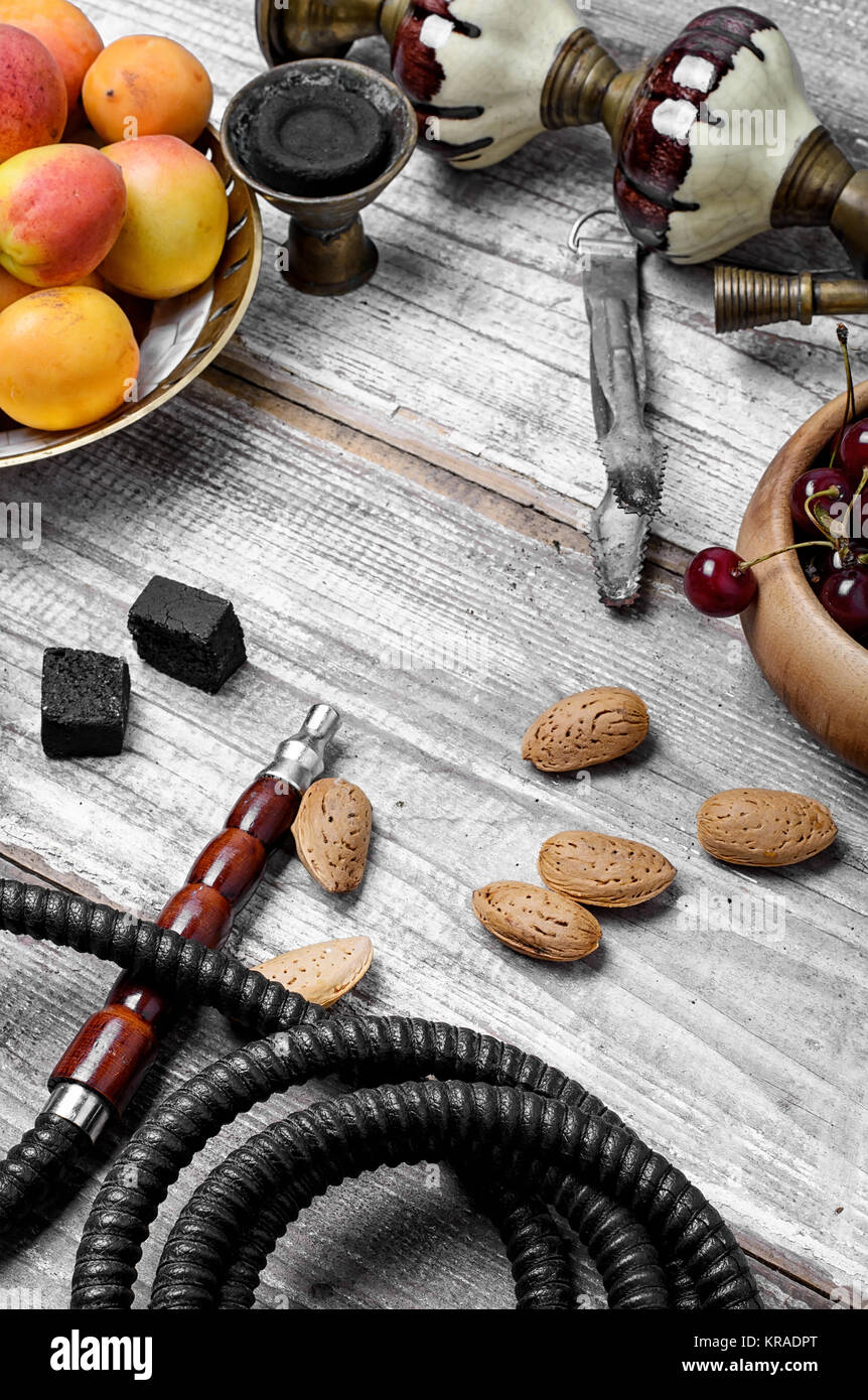 Stylish Turkish smoking shisha with apricot flavor Stock Photo - Alamy
