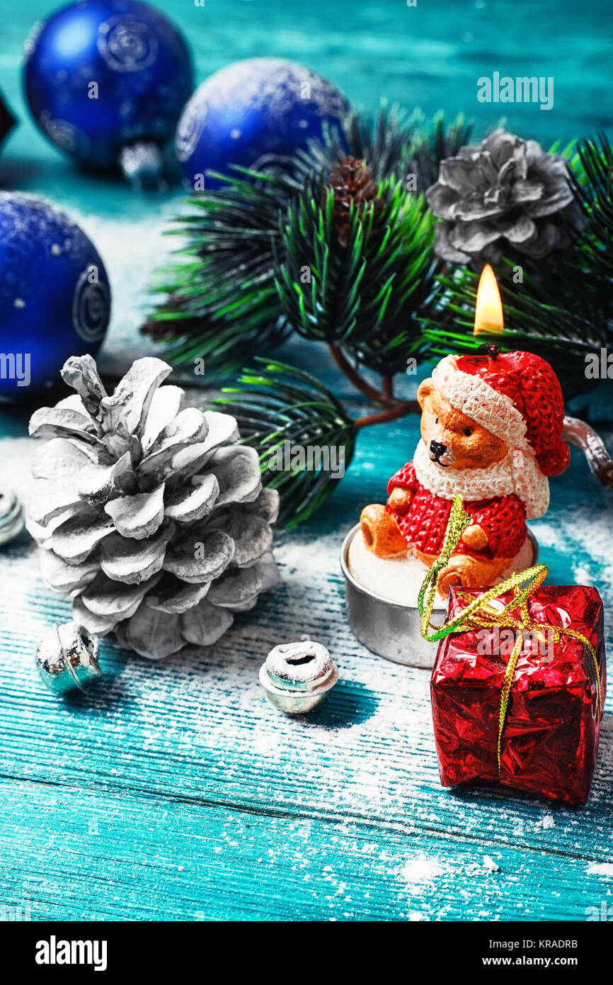 Christmas decoration with fir branch,pine cones and toys Stock Photo ...
