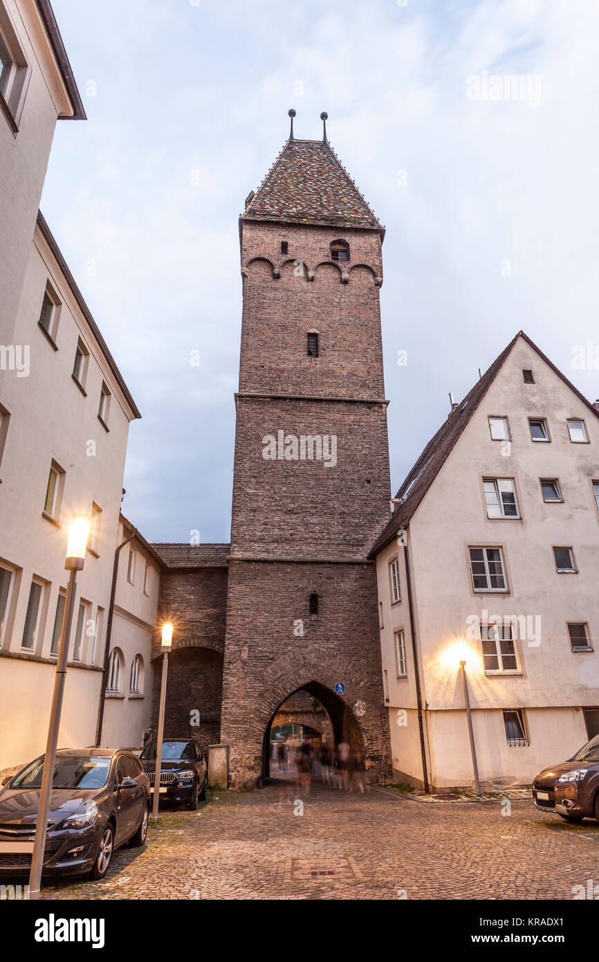 Medieval city gate in the Metzgerturm (butcher tower) in Ulm, Germany ...
