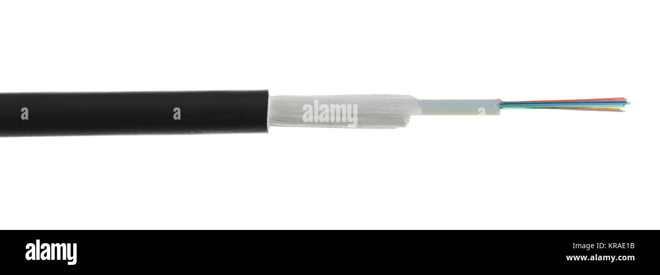 Fiber optic cable detail isolated on white Stock Photo - Alamy