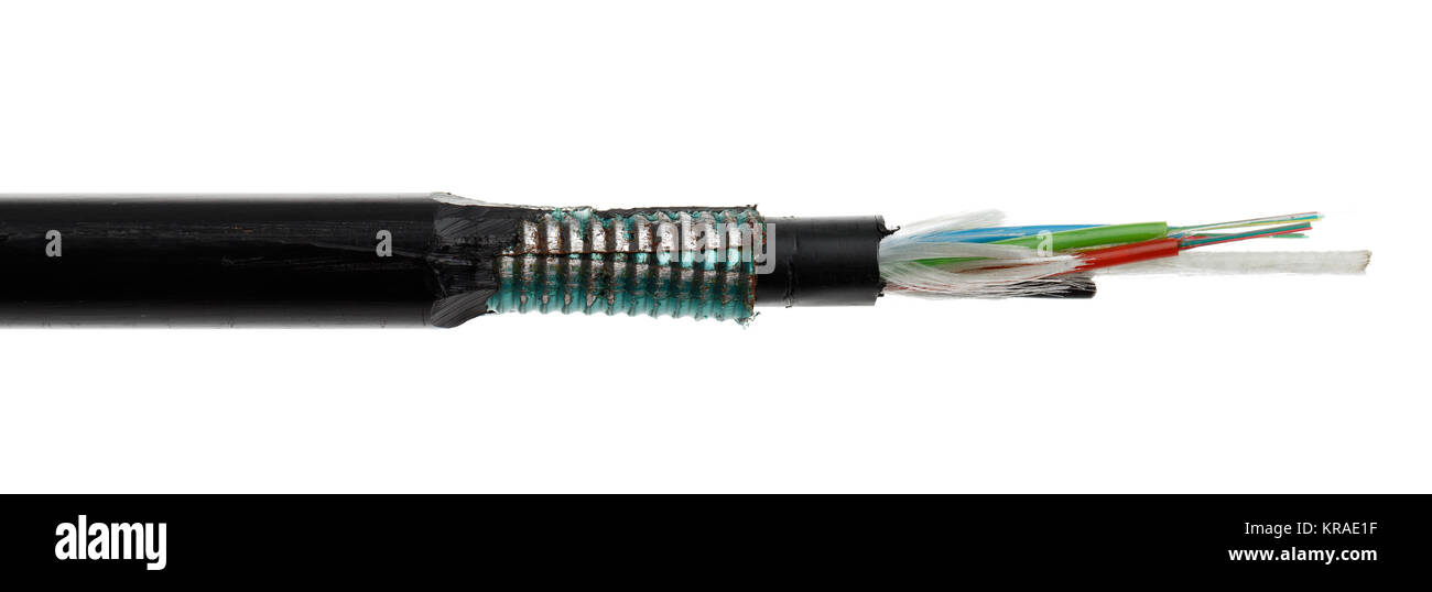 Fiber optic cable detail isolated on white Stock Photo - Alamy