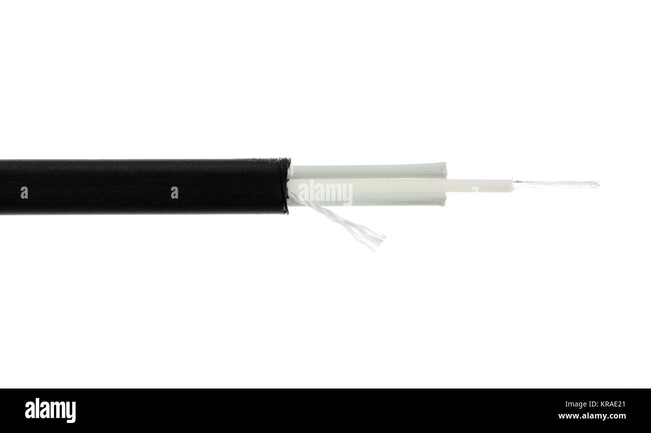 Fiber optic cable detail isolated on white Stock Photo - Alamy