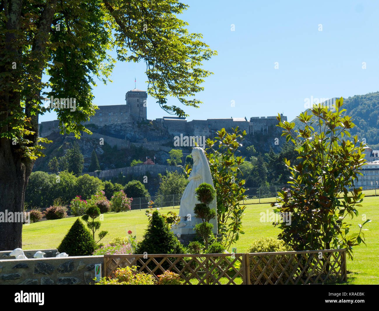 view of the castle of Lourdes in the french Pyrenees Stock Photo - Alamy