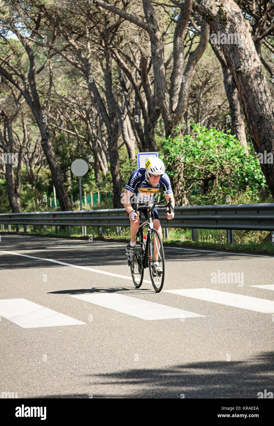 Grosseto, Italy - May 09, 2014: The disabled cyclist with the bike ...