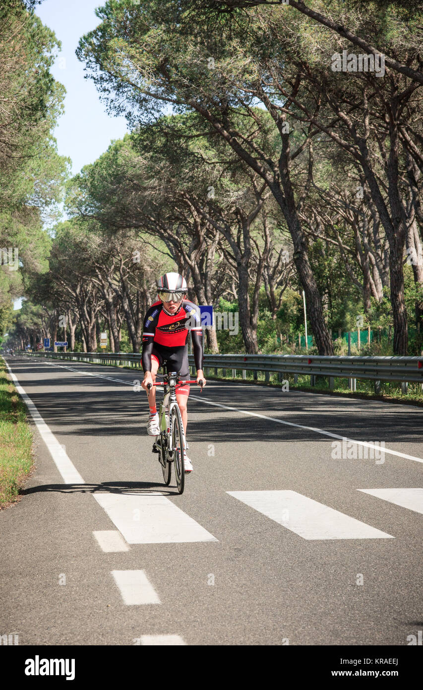 Grosseto, Italy - May 09, 2014: The disabled cyclist with the bike ...