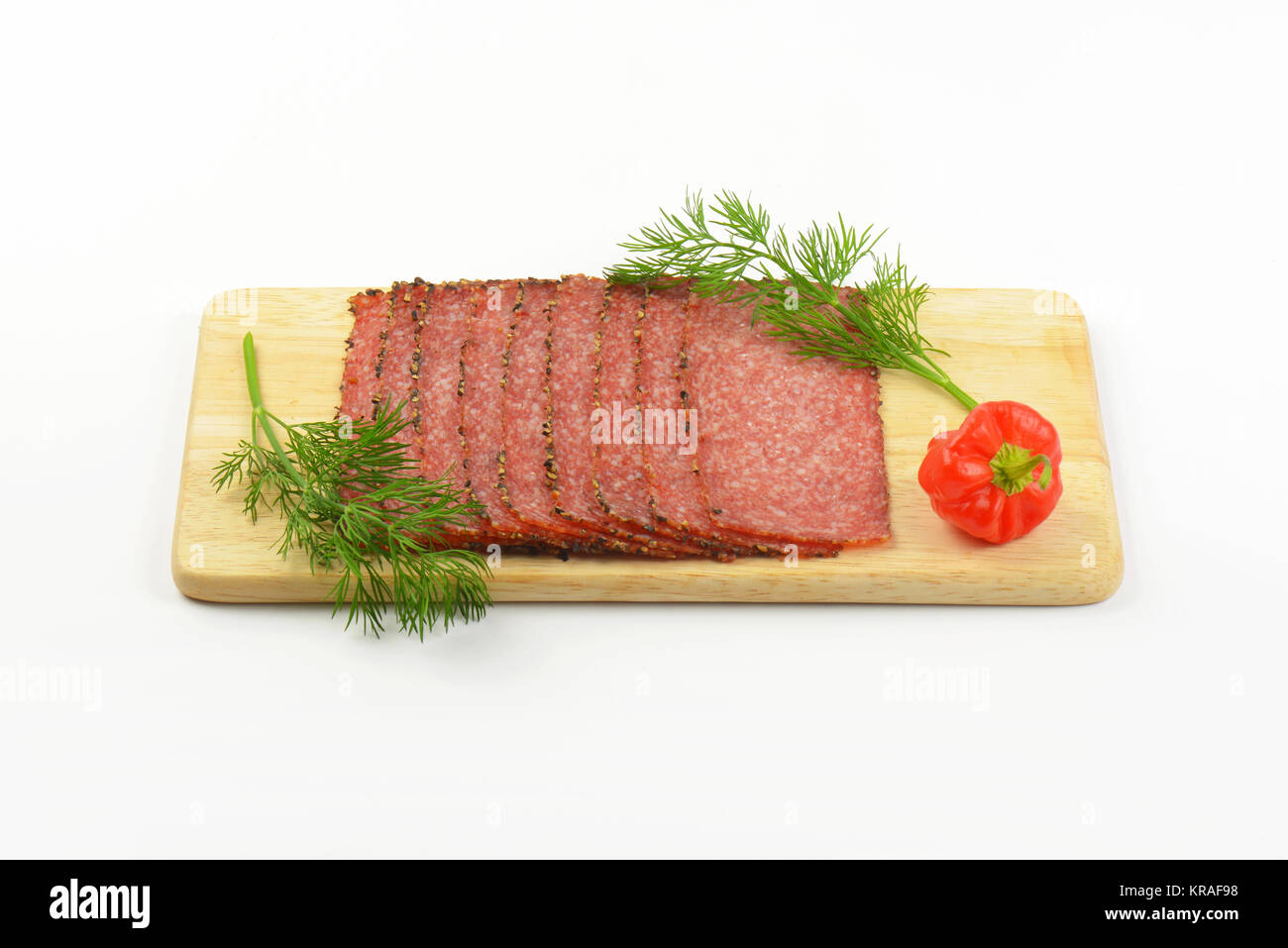 Black pepper salami slices Stock Photo - Alamy